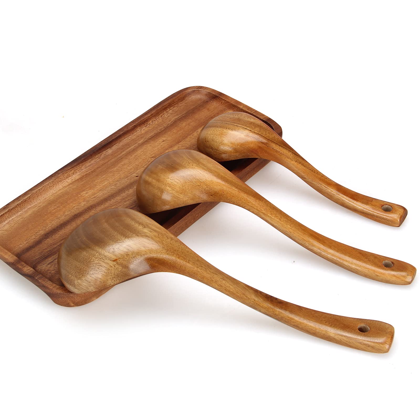 Snapklik.com : 3 Pack Wooden Ladles For Serving Spoon Soup Ladle Wood ...