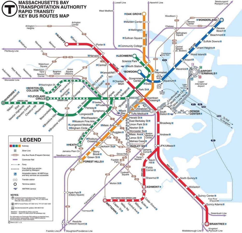 Amazon.com: New York Puzzle Company - Transit Maps Boston T Map - 500 ...