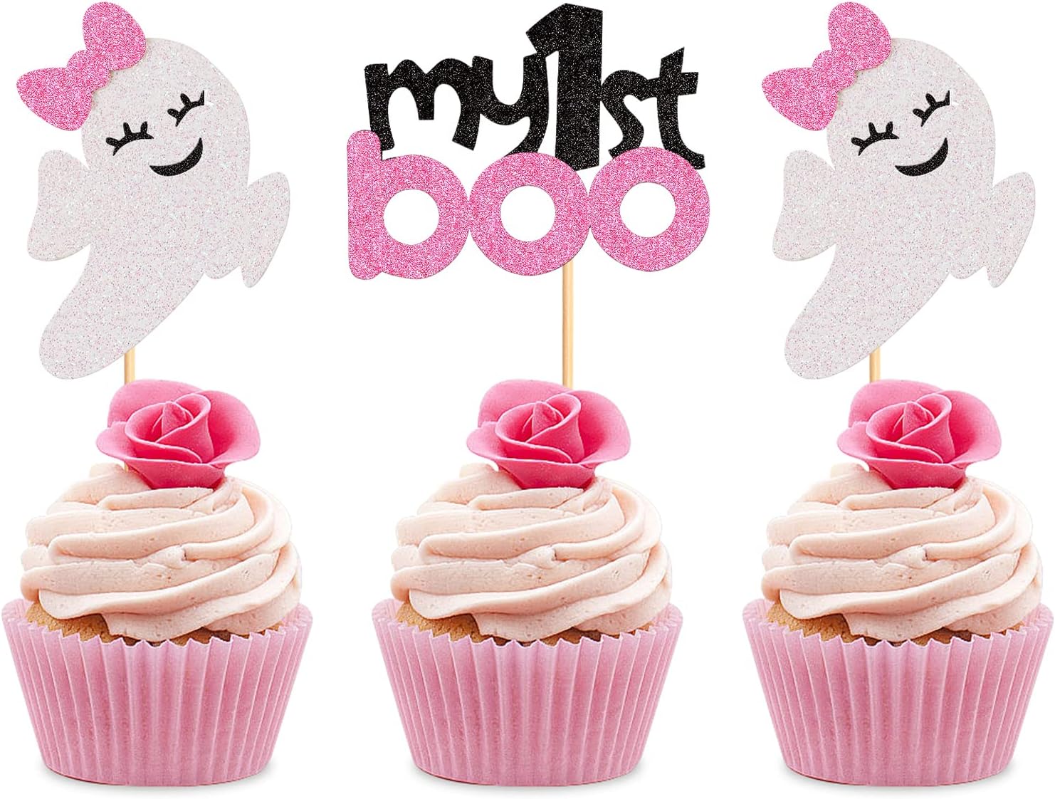 Amazon.com: Keaziu 24 Pack My 1st Boo Cupcake Toppers Ghost Oh Baby ...