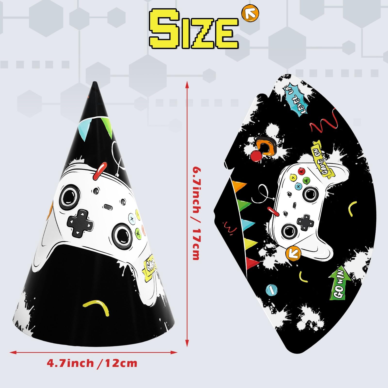 Snapklik.com : Video Game Birthday Party Hats - 12 PCS Gaming Party ...