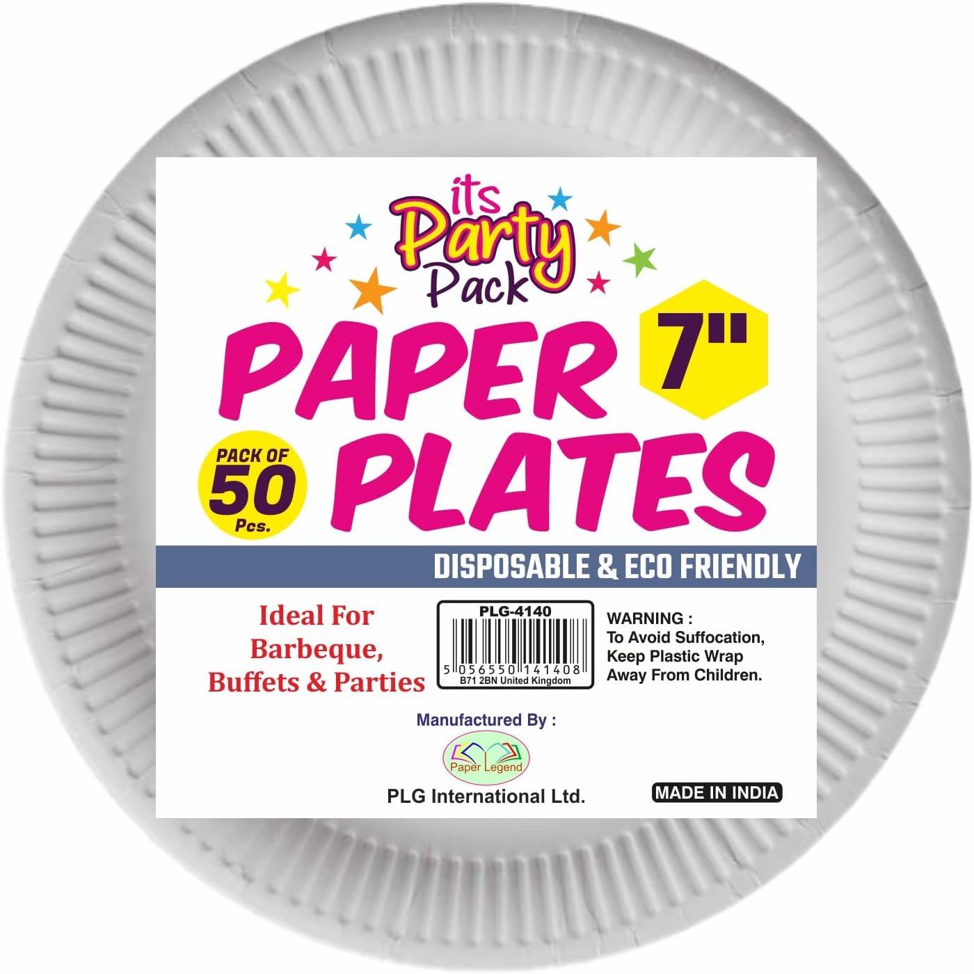 7" Paper Plate - White Round Paper Plates Disposable Paper Plates Party ...