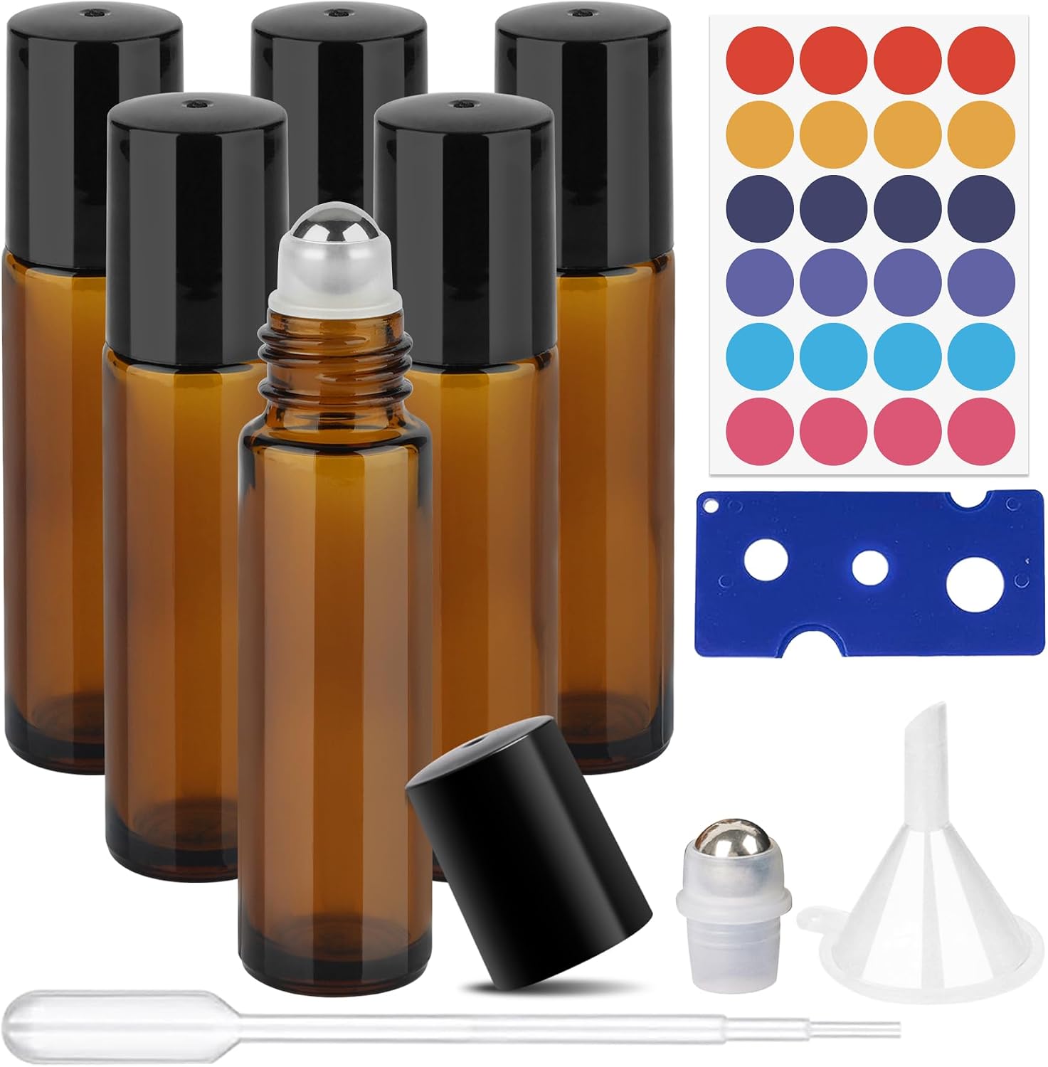ComSaf Essential Oil Roller Bottles 6Pcs, 10mL Glass Roll on Bottle Set ...