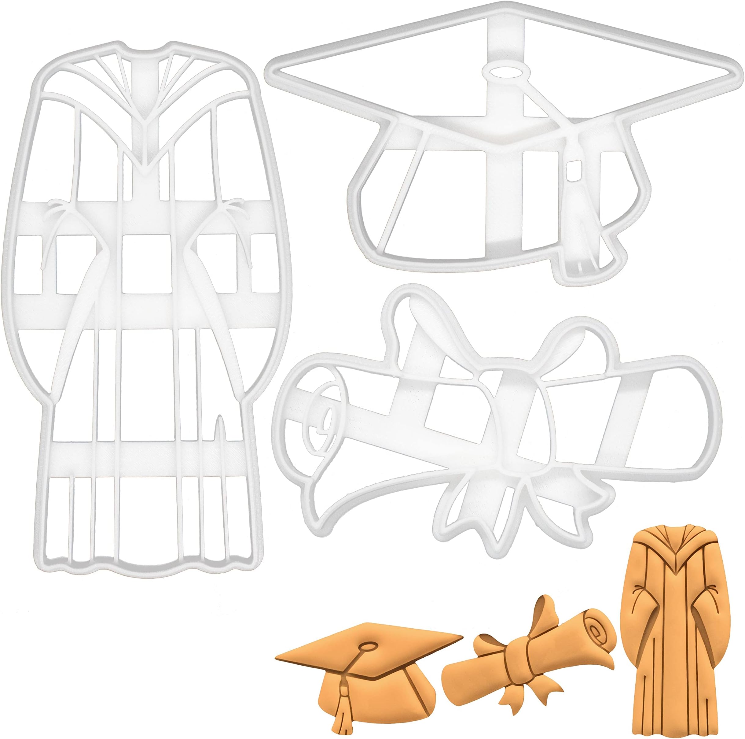 Amazon.com: Set of 3 Graduation theme cookie cutters (Designs ...