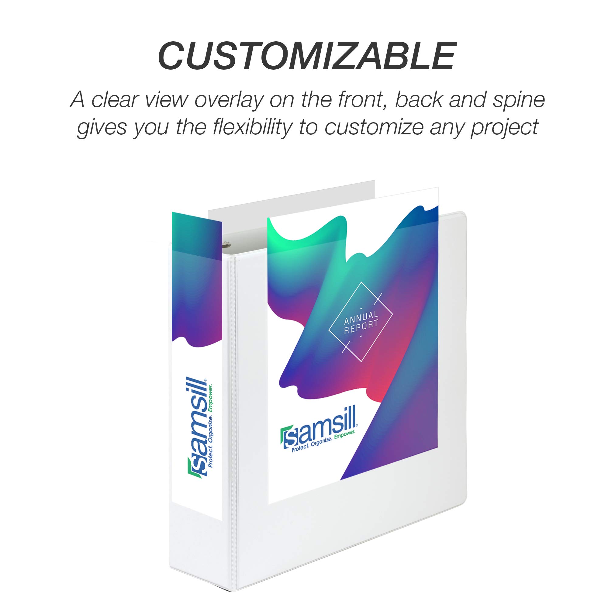 Snapklik.com : Durable 3 Inch Binder White D-Ring Binder/Customizable ...