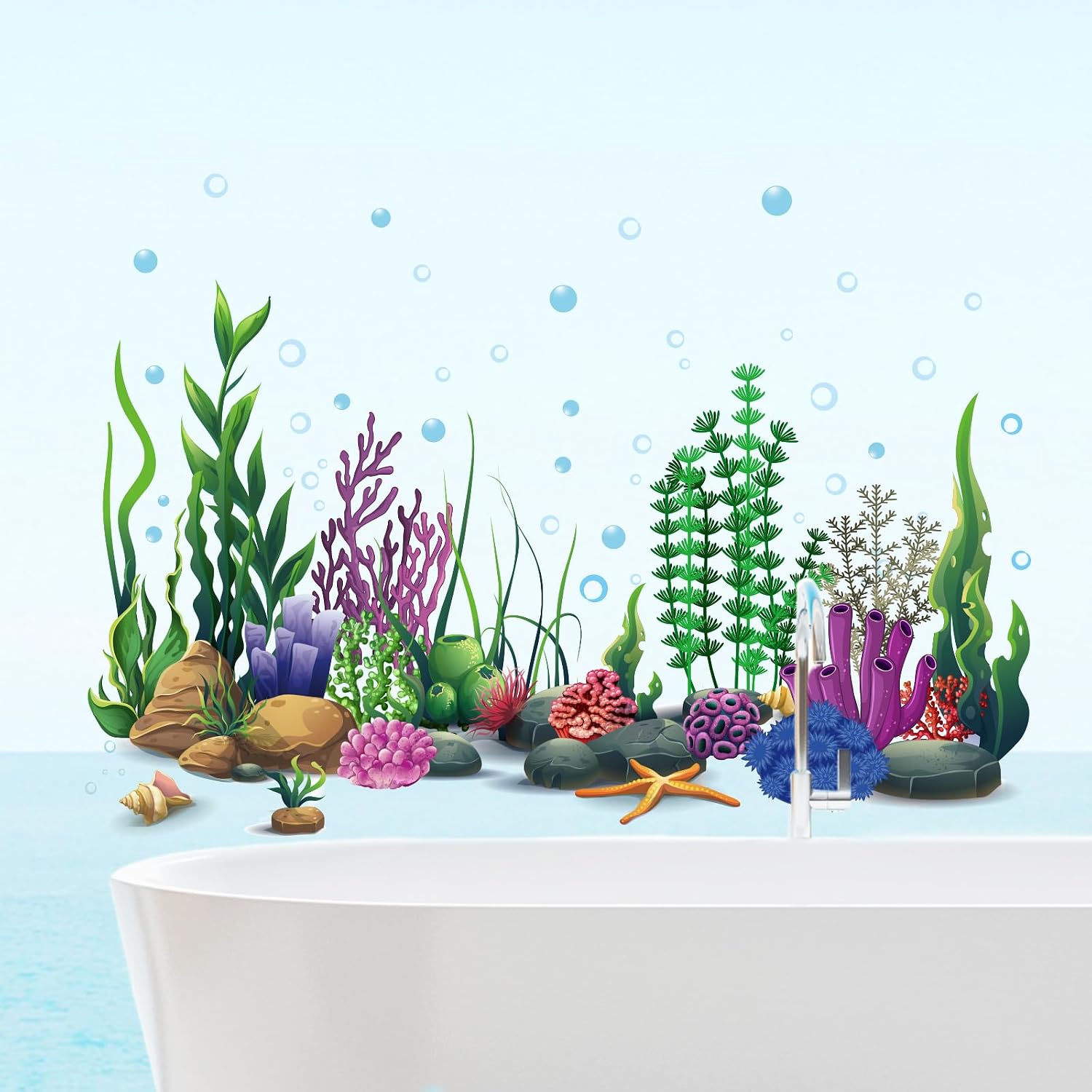 Amazon.com: JarThenaAMCS Large Summer Window Clings Ocean Themed ...