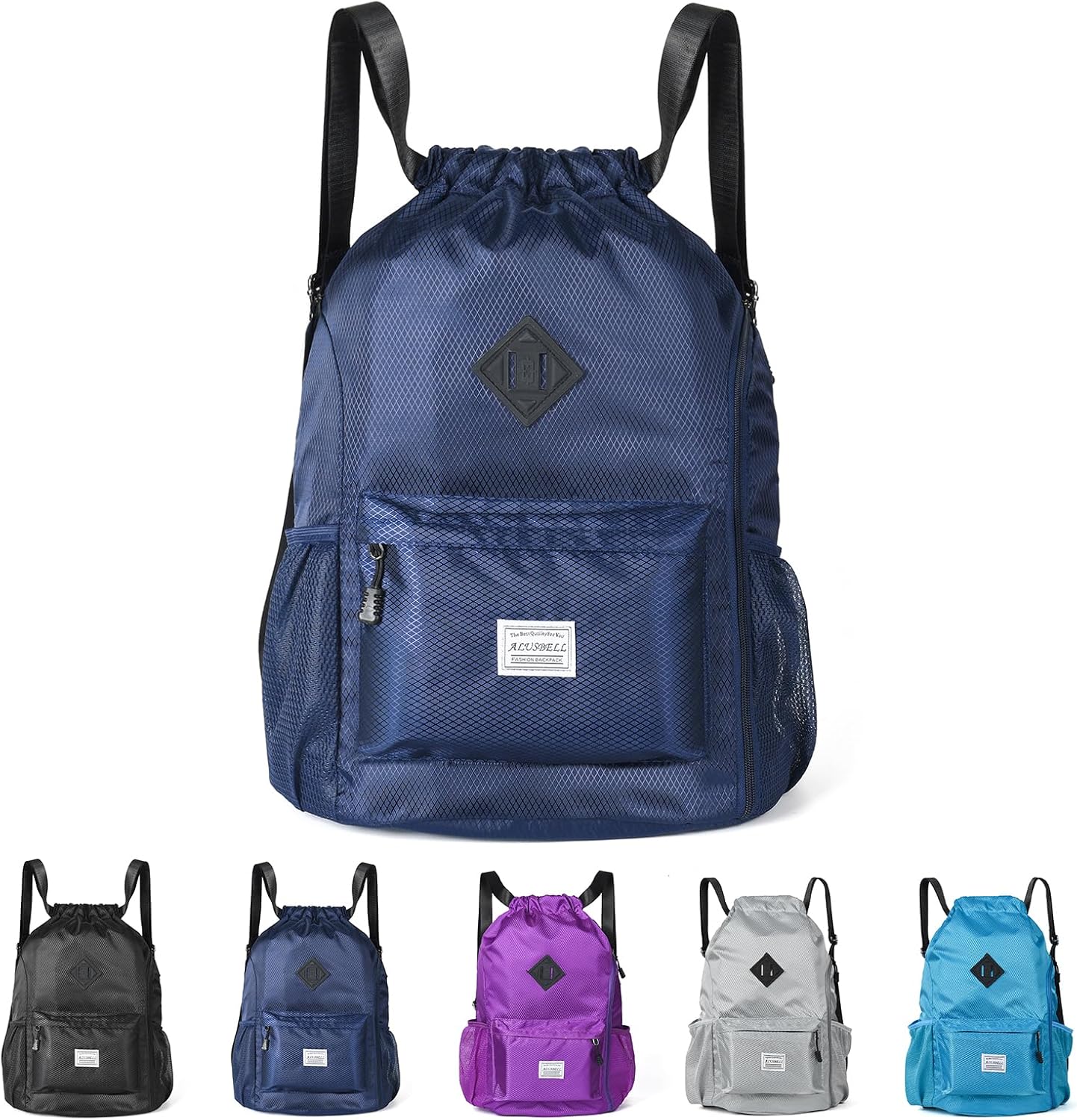 Amazon.com | ALUSBELL Large Drawstring Backpack Bag, Sports Gym Bag ...