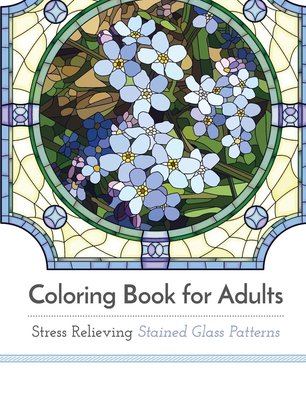 Coloring Book for Adults: Stress Relieving Stained Glass: Blue Star ...