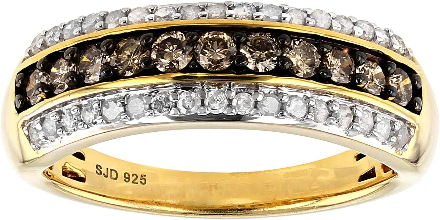 Amazon.com: JTV Engild Champagne and White Diamond 14k Yellow Gold Over ...