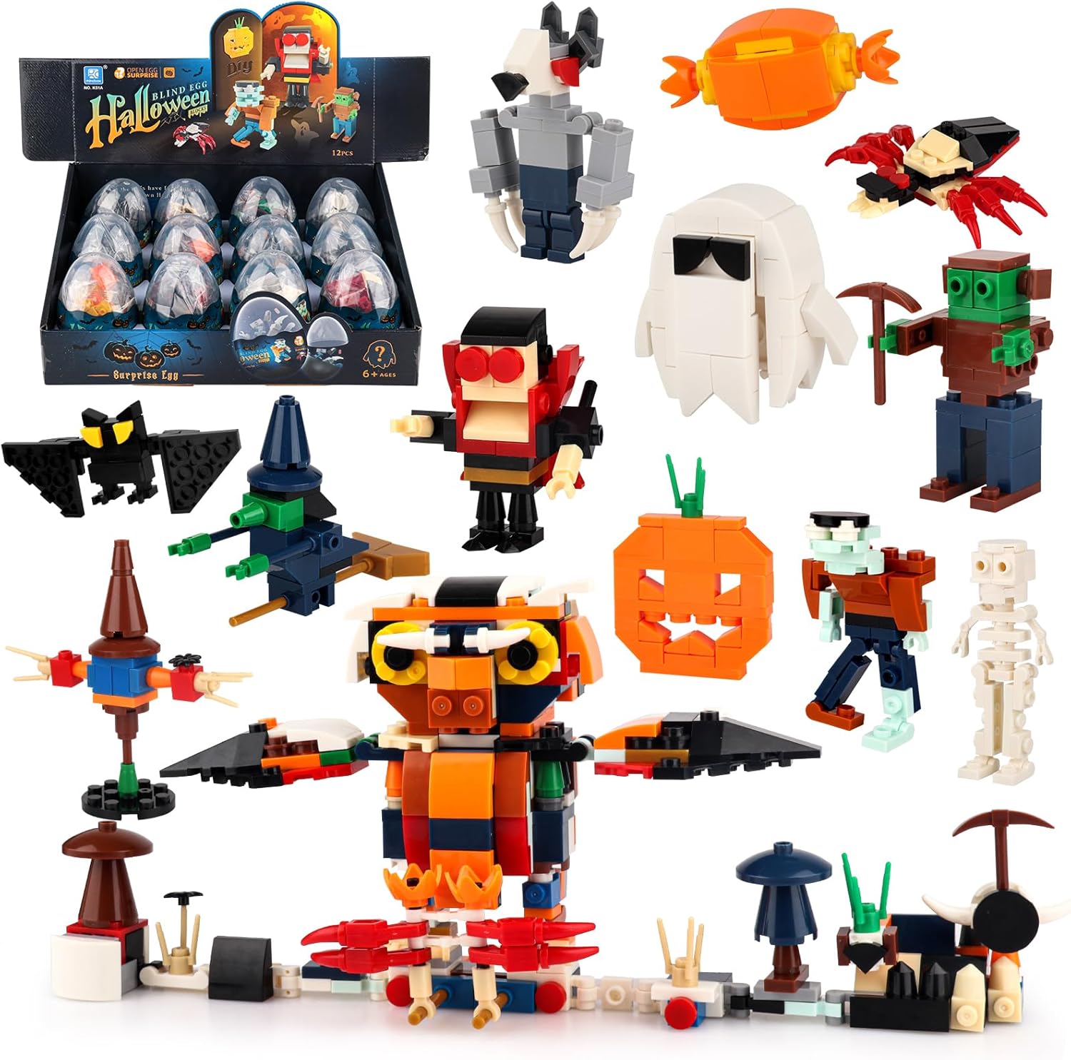 Amazon.com: Hxezoc 12 in 1 Halloween Mini Building Blocks for Kids ...
