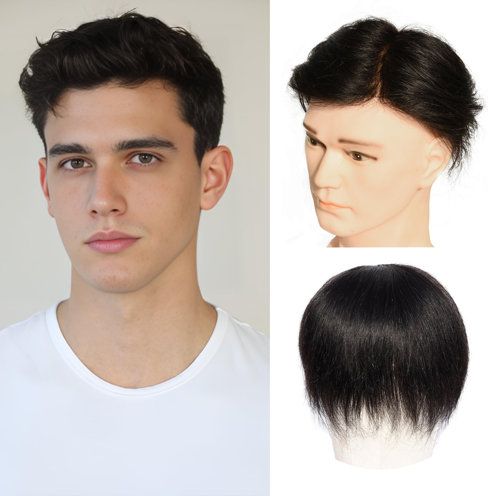 Amazon.com : Hair System Toupee for Men with 100% Human Hair, Mono Lace ...