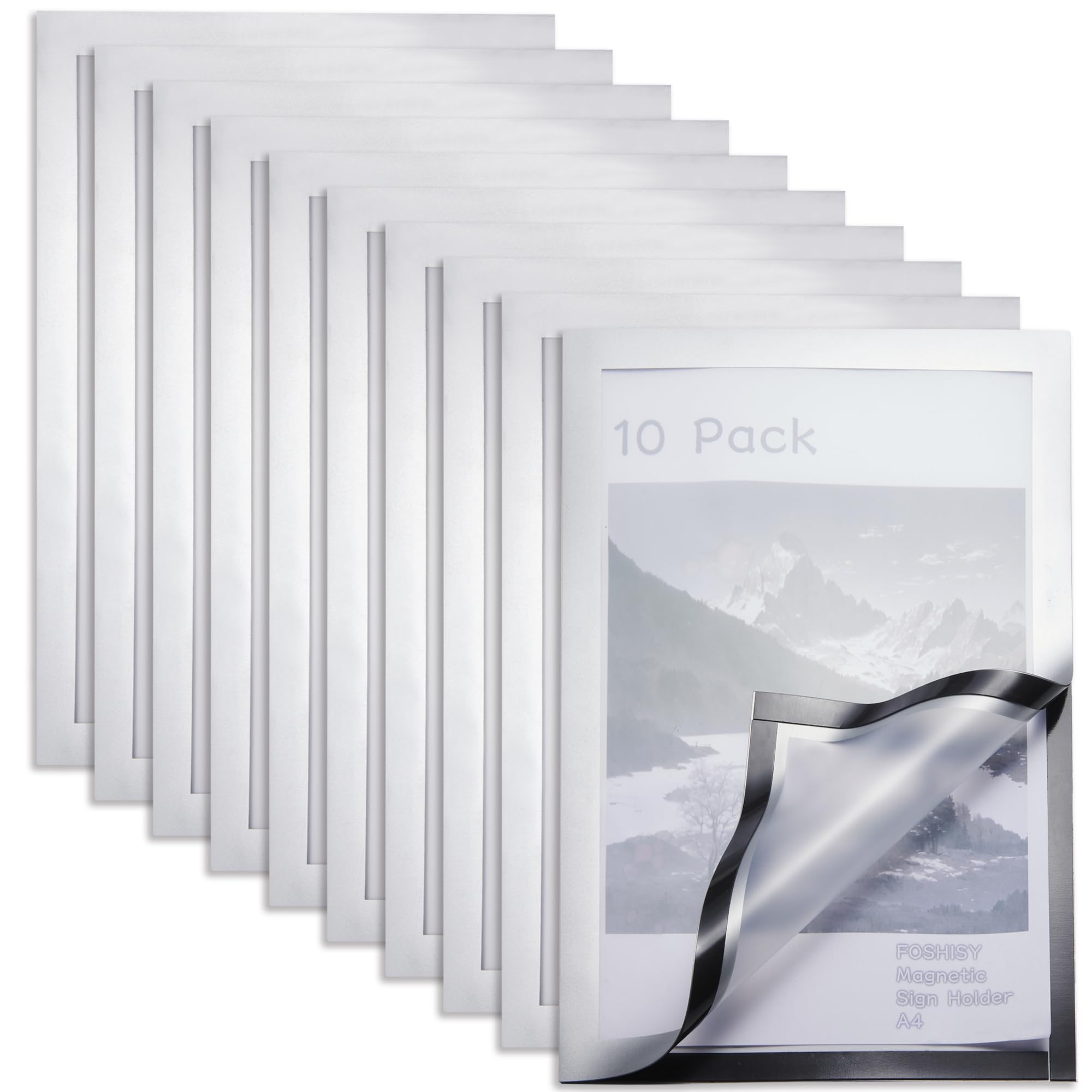 FOSHISY Magnetic Sign Holder 10 Pack, A4 Magnetic Wall Mount Self ...