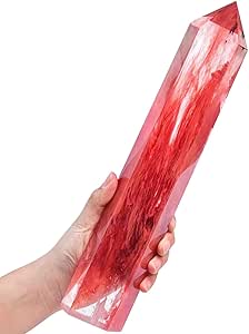 Amazon.com: AMOYSTONE Large Smelting Red Quartz Wand Artificial Healing ...