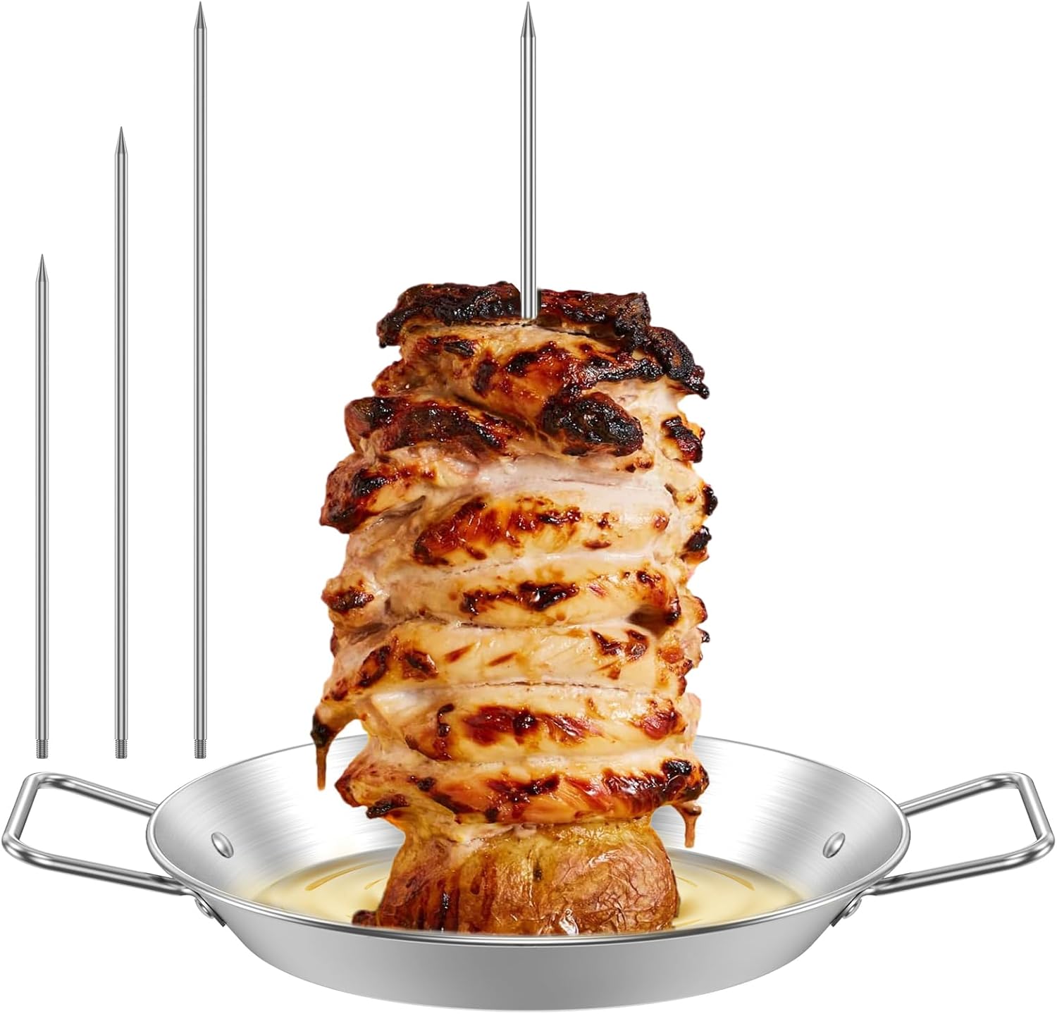 Stainless Steel Vertical Skewer Grill Rack Stand with 8/10/12 Inch ...