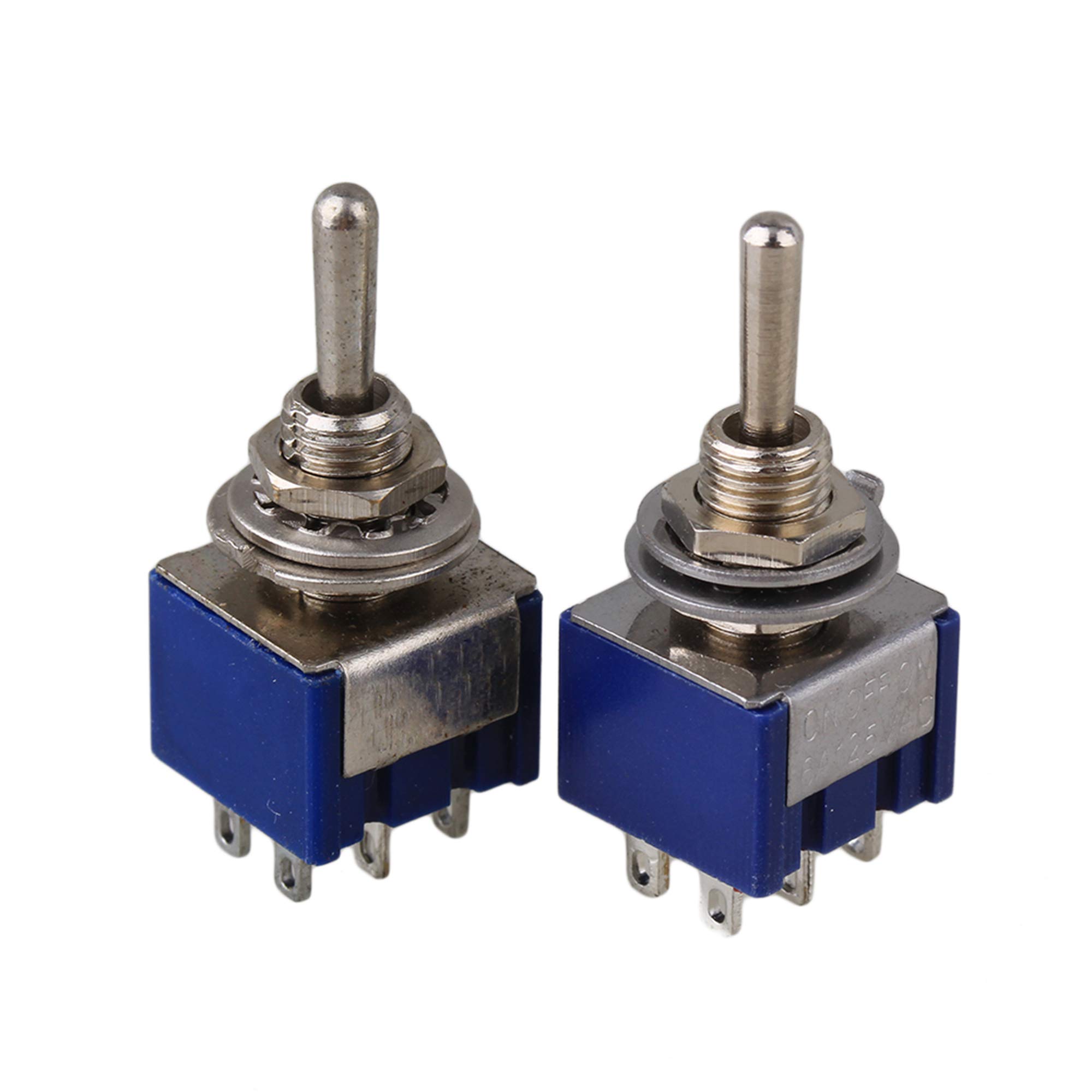 Yibuy Blue 3-Way Design AC 125V 6A Double Pole DPDT On/OFF/On 3P Toggle ...