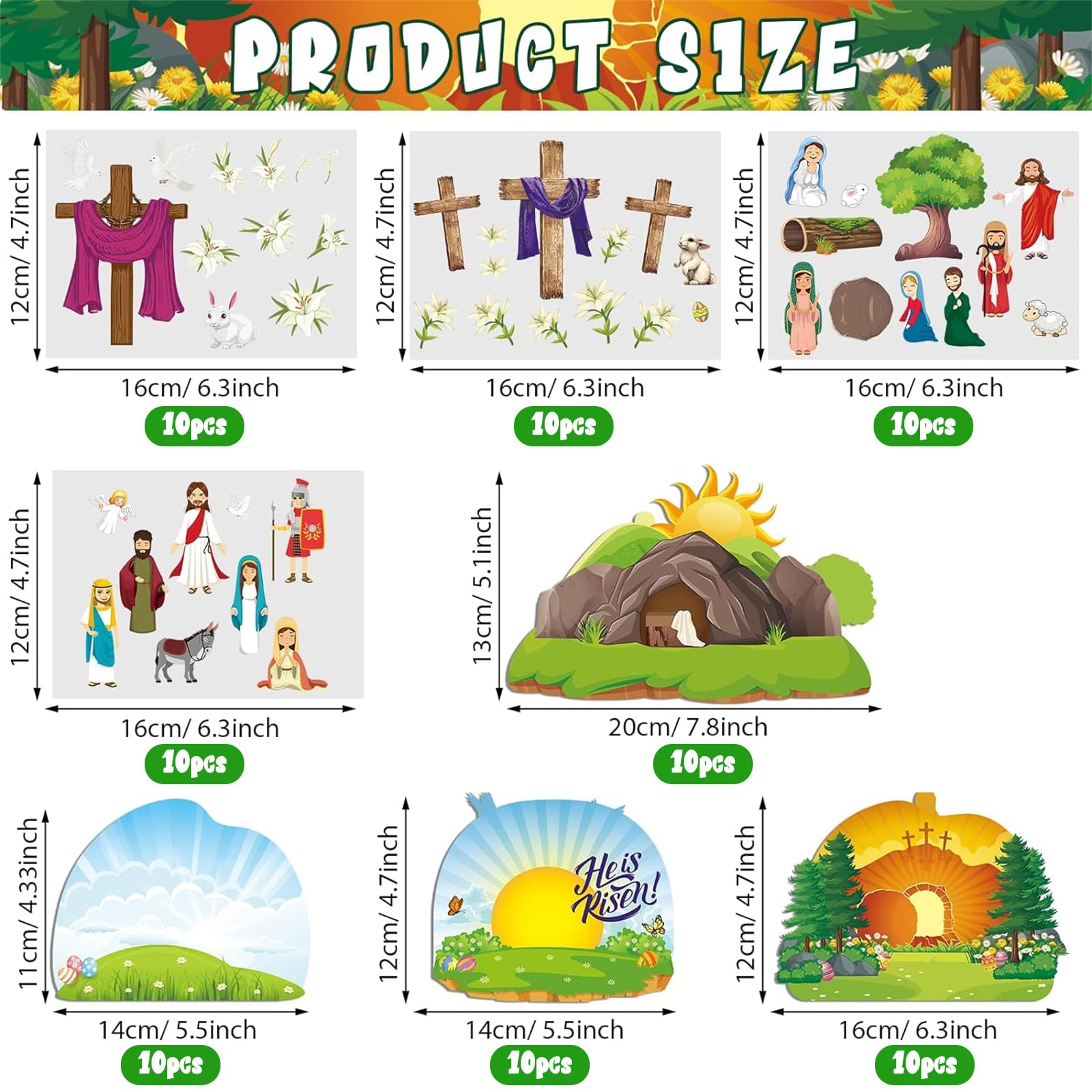 Snapklik.com : 80 Pcs Easter He Lives Stickers Scenes, Easter Crafts ...