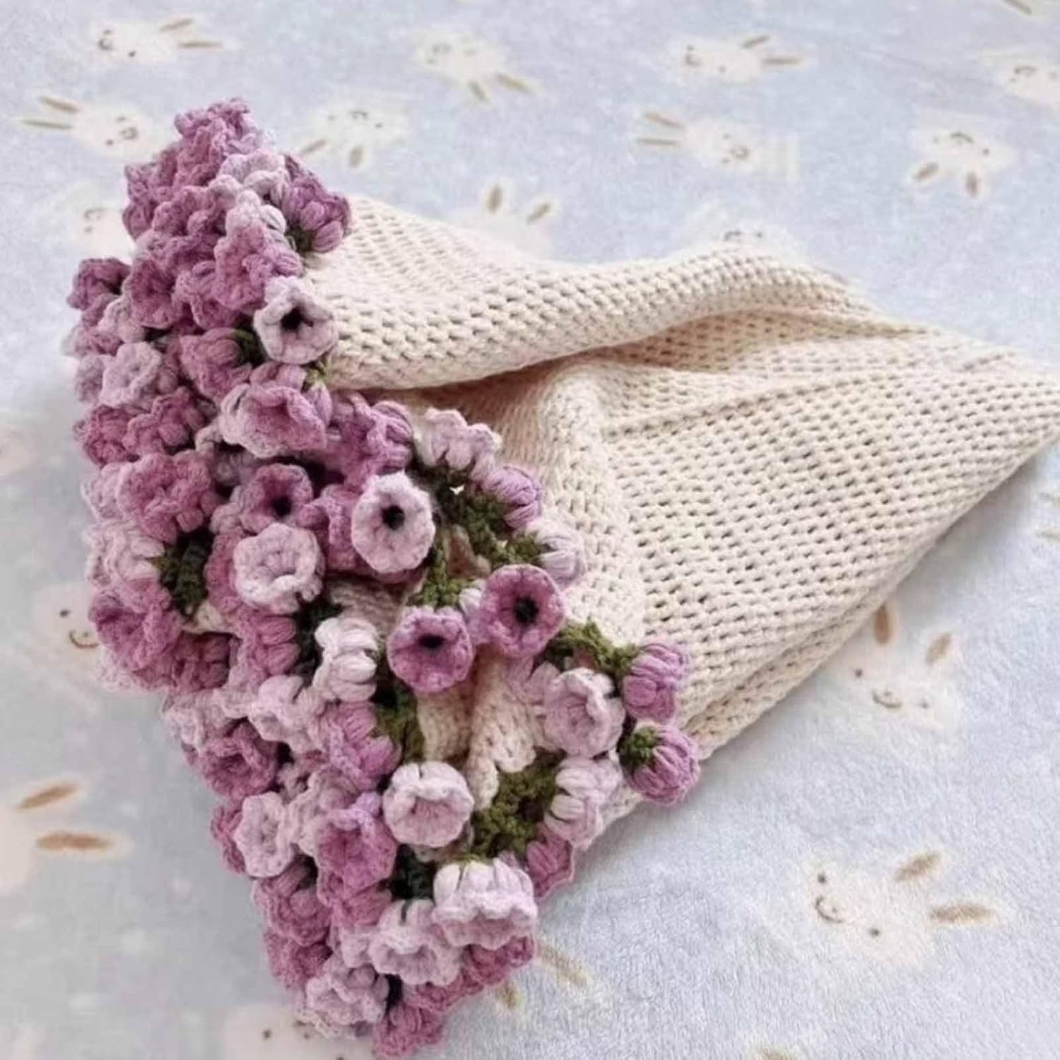 Amazon.com: Flower Bouquet Blanket, Crochet Flowers Rose Bouquet ...