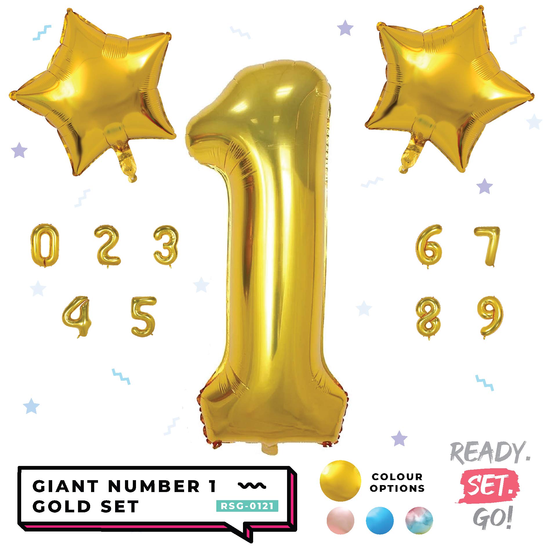 Readysetgo 40 Inch Gold Number 1 Balloon Large Helium Balloon ...