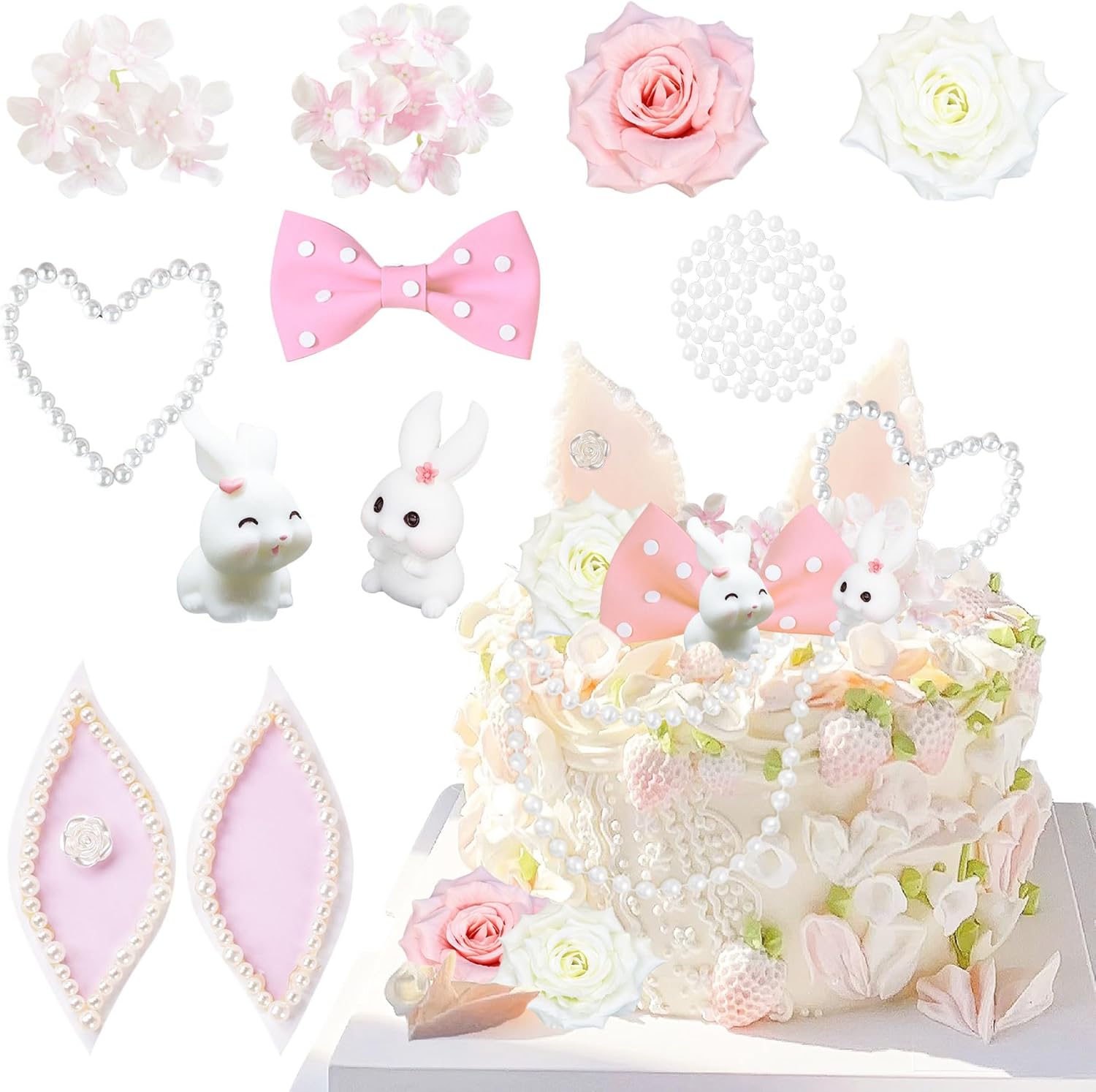 Amazon.com: Knana 12Pcs Rabbit Cake Topper Bunny Cake Topper Bunny ...