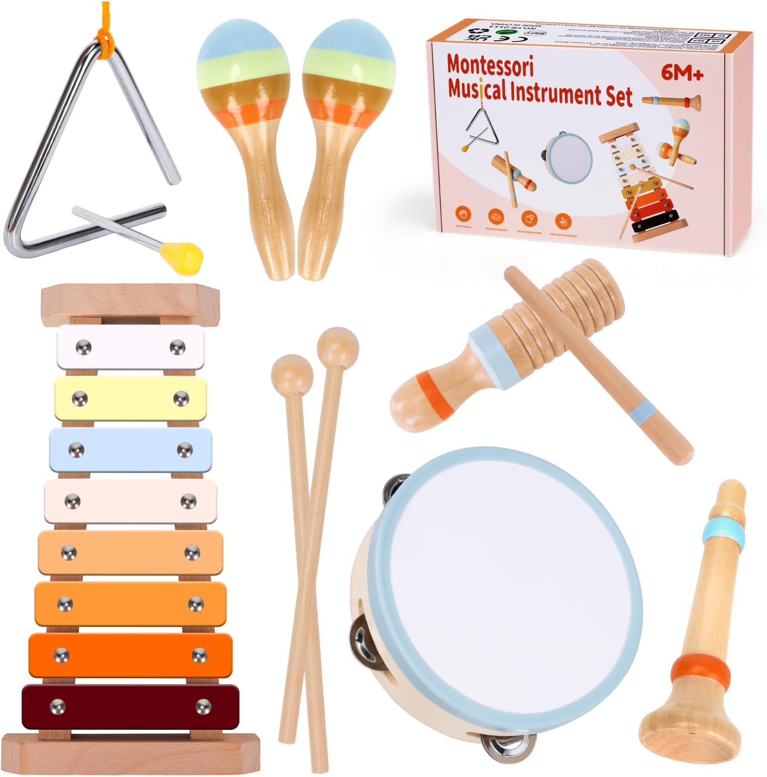 Toddler Musical Instruments, 33 PCS 19 Types Wooden Percussion ...