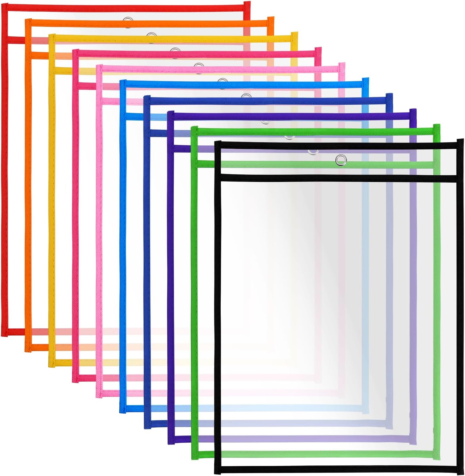 10 Pcs Reusable Dry Erase Pocket Folders 10 Colors, Plastic Paper ...
