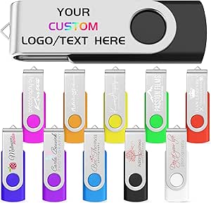 Amazon.com: Custom Swivel USB 3.0 Flash Drive 100Pack, 64GB High-Speed ...