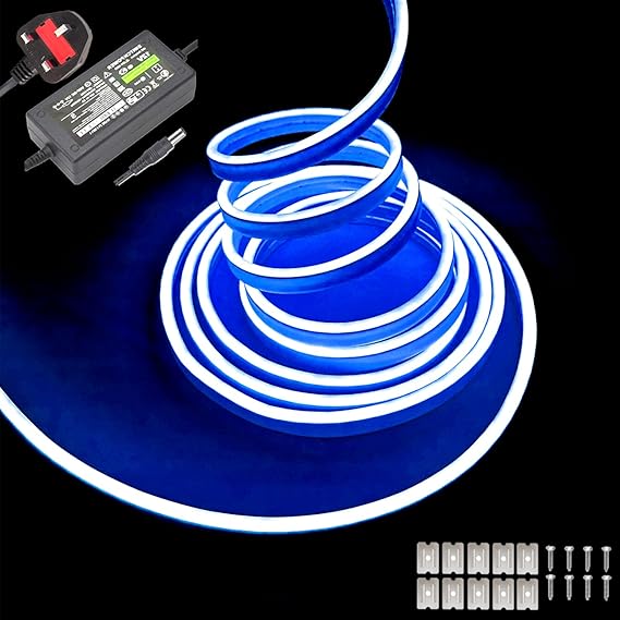 Gcidto Flexible 5M Blue Neon LED Strip Lights，12V DC 600 LEDs ...