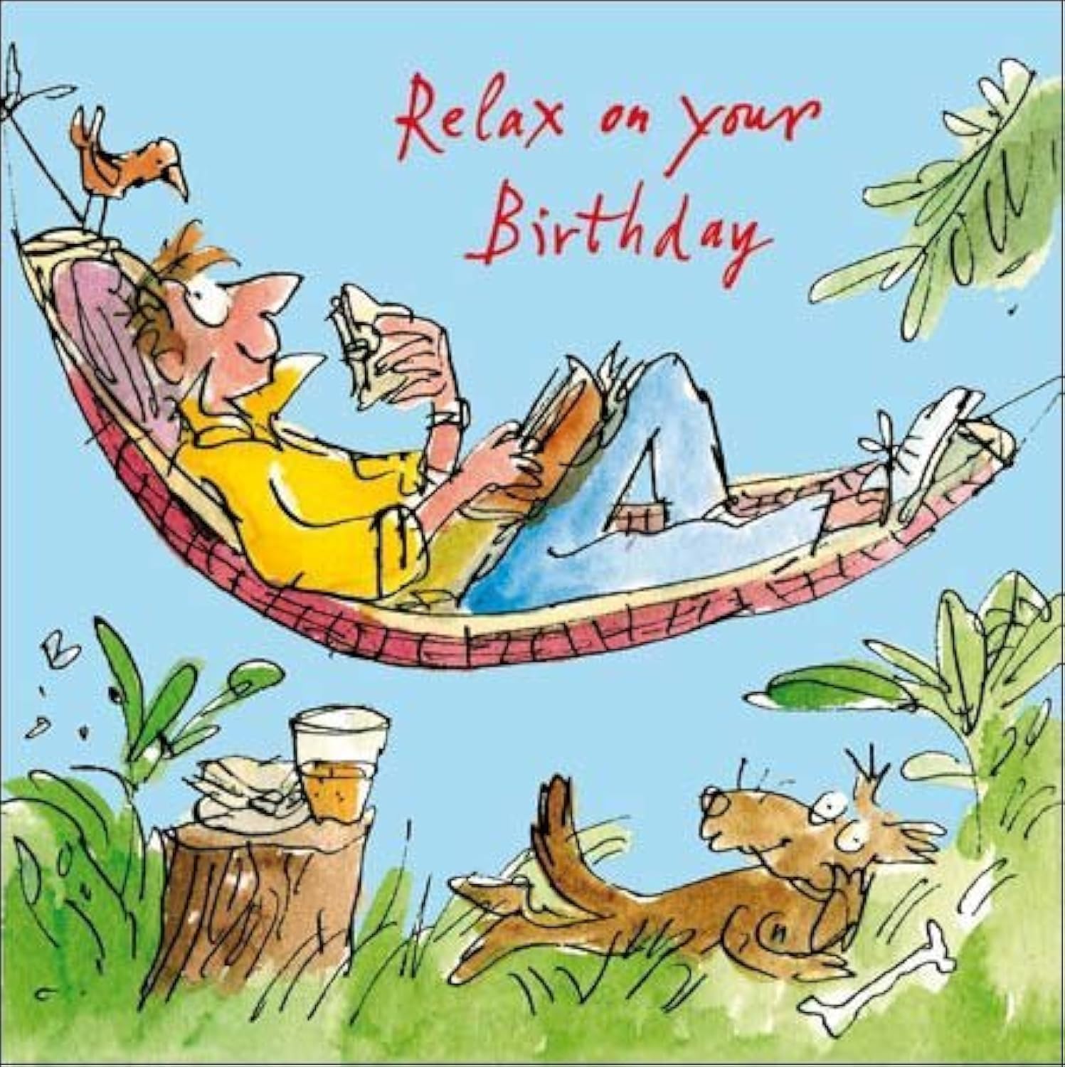 Male Birthday Card - Quentin Blake - Man Lying in Hammock (WDM5999 ...