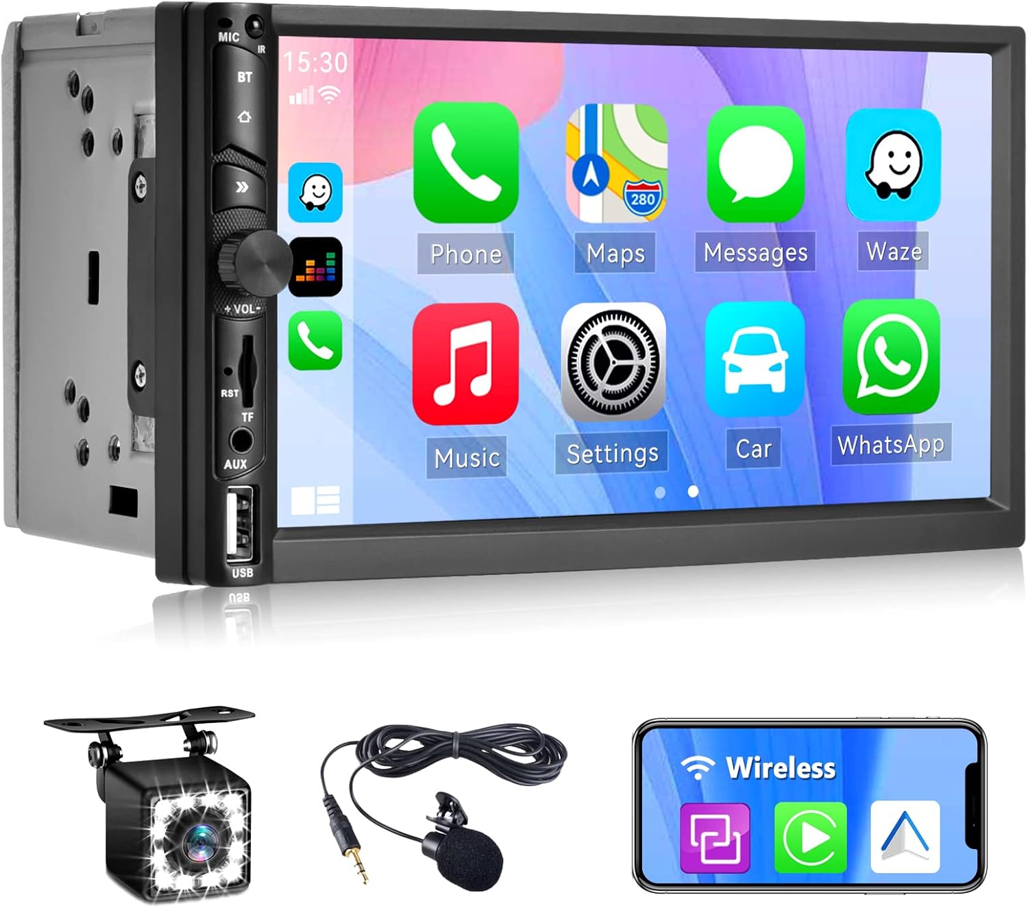 [Upgrade] Double Din Car Stereo with Wireless Apple Carplay Wireless ...