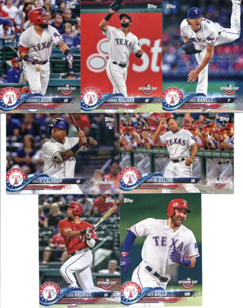 Amazon.com: 2018 Topps Opening Day Texas Rangers Team Set of 7 Cards ...
