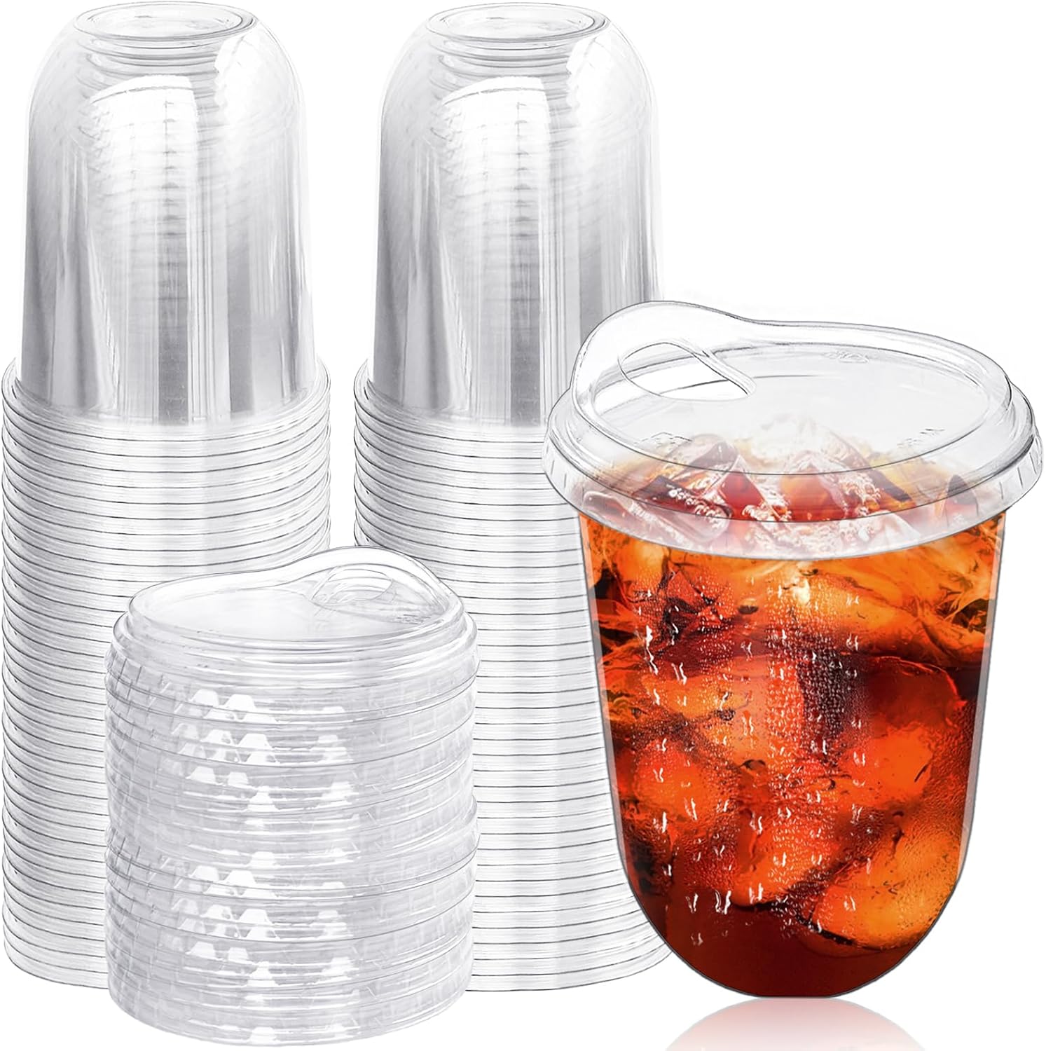 Amazon.com: Alaeseje 50 Pack Clear Plastic Cups with Strawless Sip Lids ...