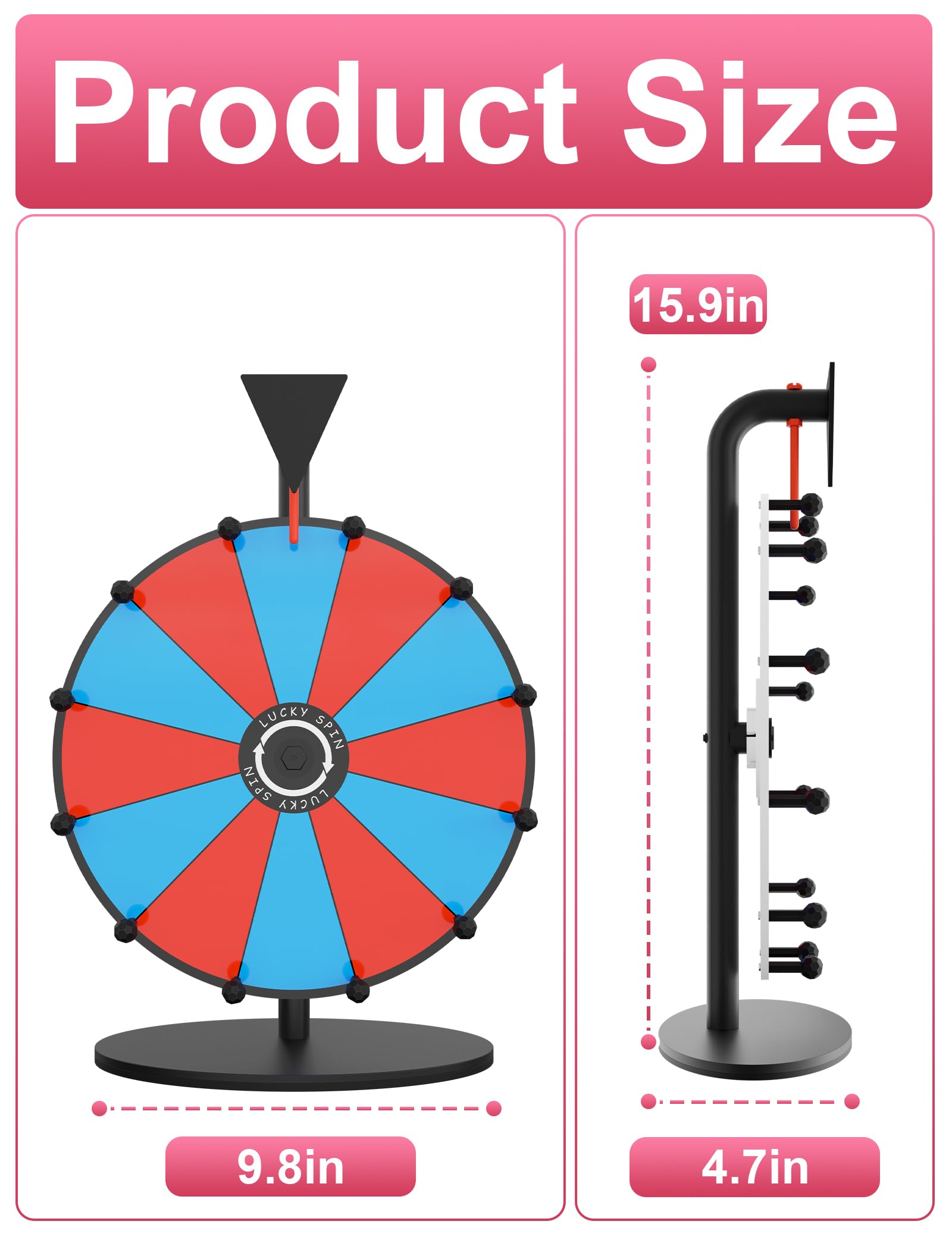 Snapklik.com : 12" Color Prize Wheel, 12 Slots Heavy Duty Spinning ...