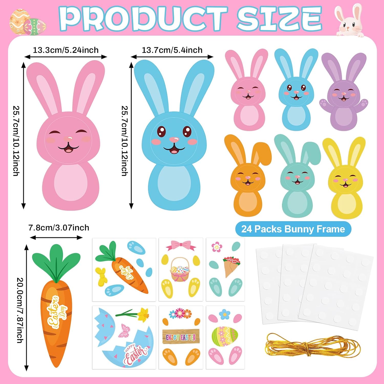 Amazon.com - Qyeahkj 24 Set Easter Craft Kits DIY Bunny Picture Frame ...