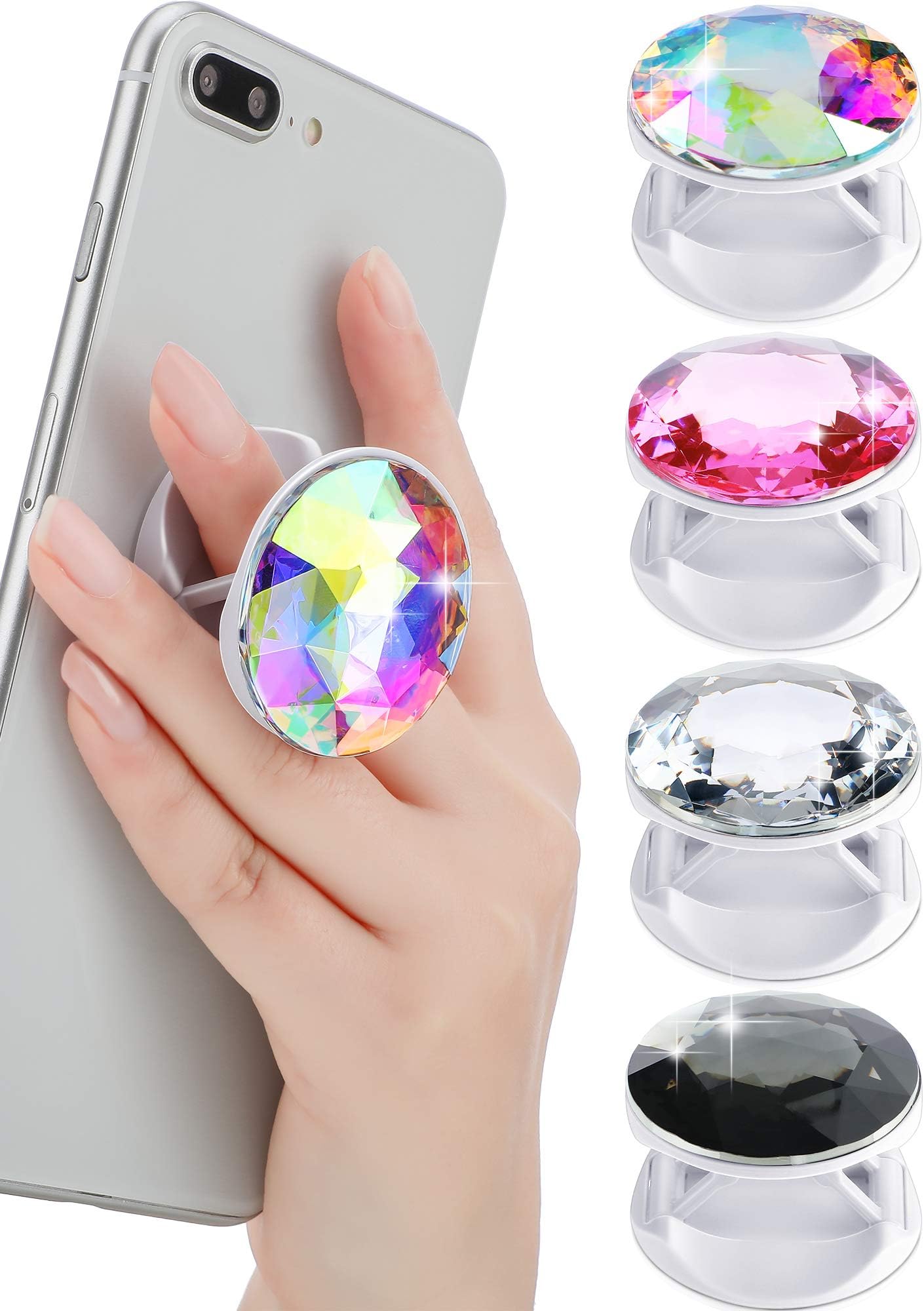 Amazon.com: 4 Pieces Disco Crystal Phone Grip Plastic Diamond Phone ...