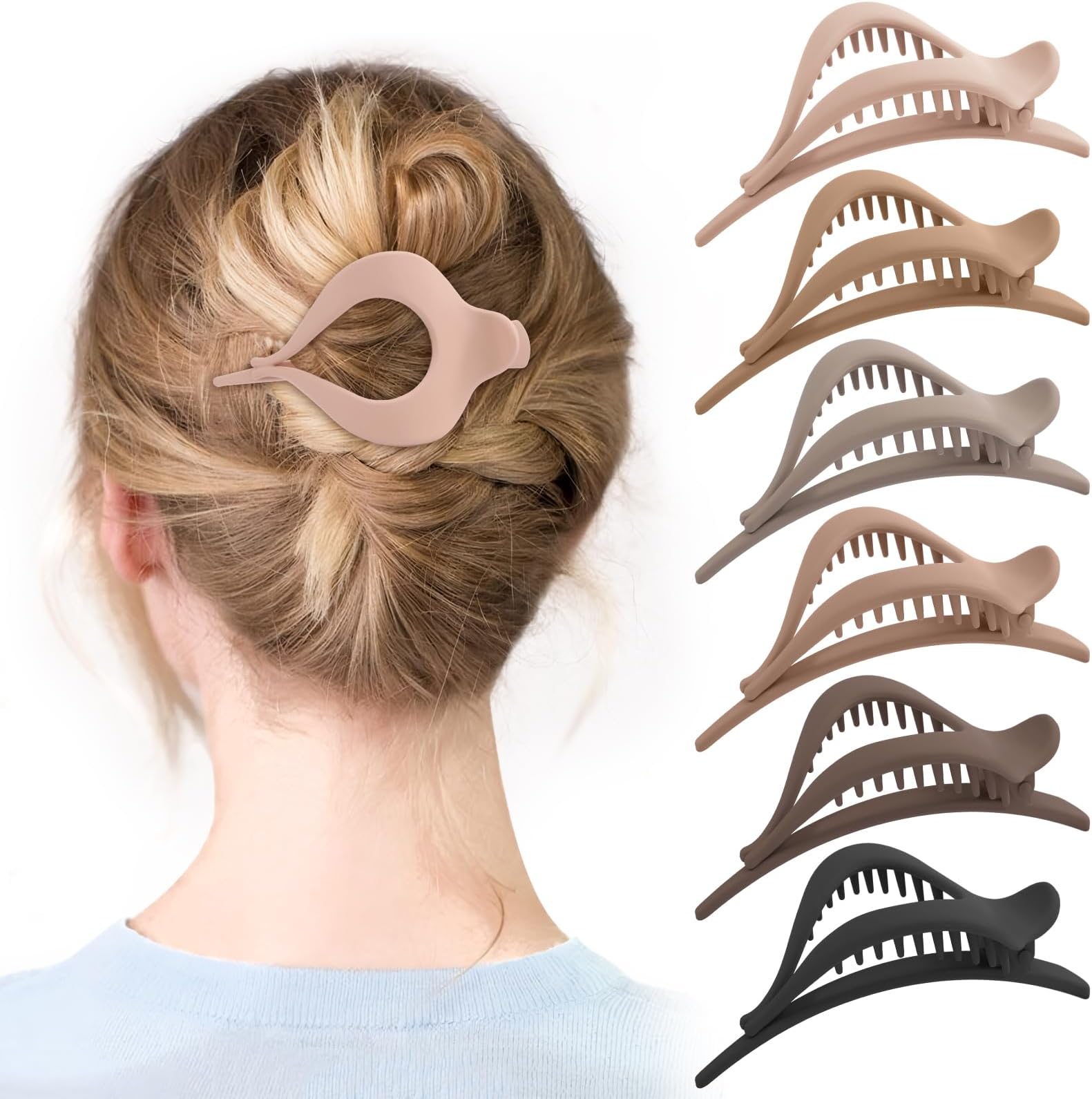 Amazon.com : CHANDAT Flat Hair Clip 6 pcs Lay Down Claw Clips Hair ...