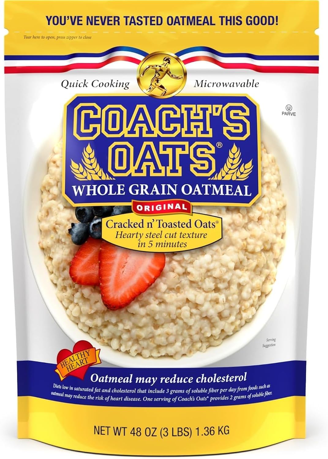 Amazon.com: Coach's Oats Whole Grain Oatmeal 3 lbs (48 oz) | Quick ...