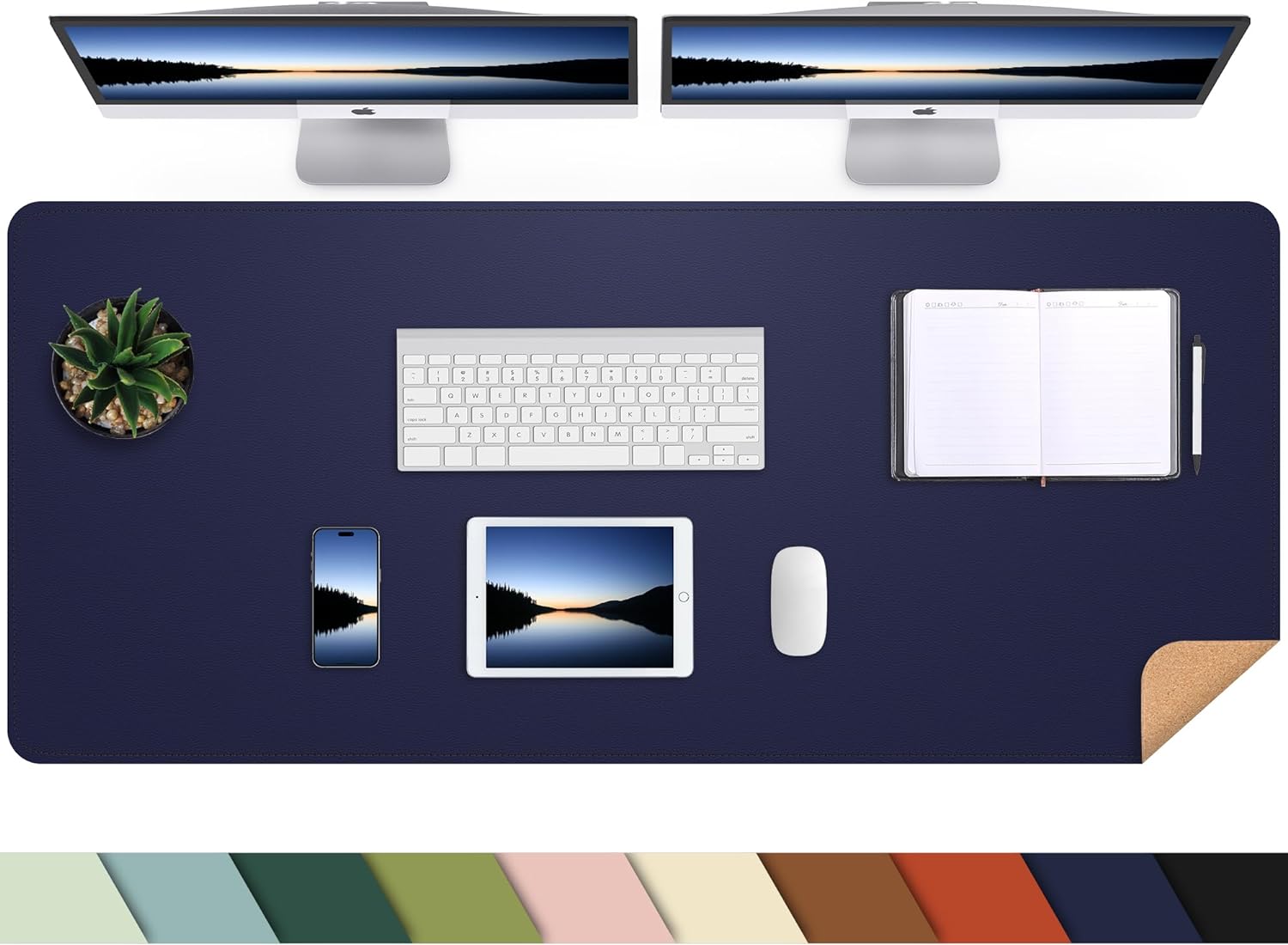 Amazon.com : Leather Desk pad Protector, Large Desk mat with Natural ...