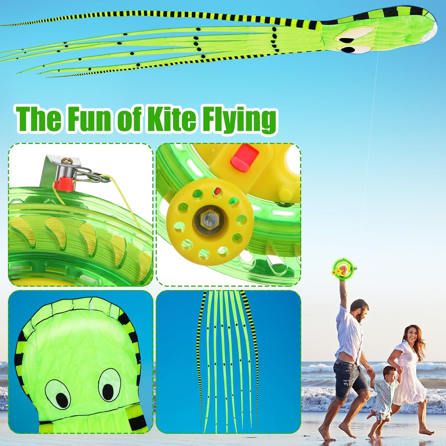 Sratte 2 Pack 26ft Ultra Large Octopus Foil Kite 3D Big Parafoil Kite ...