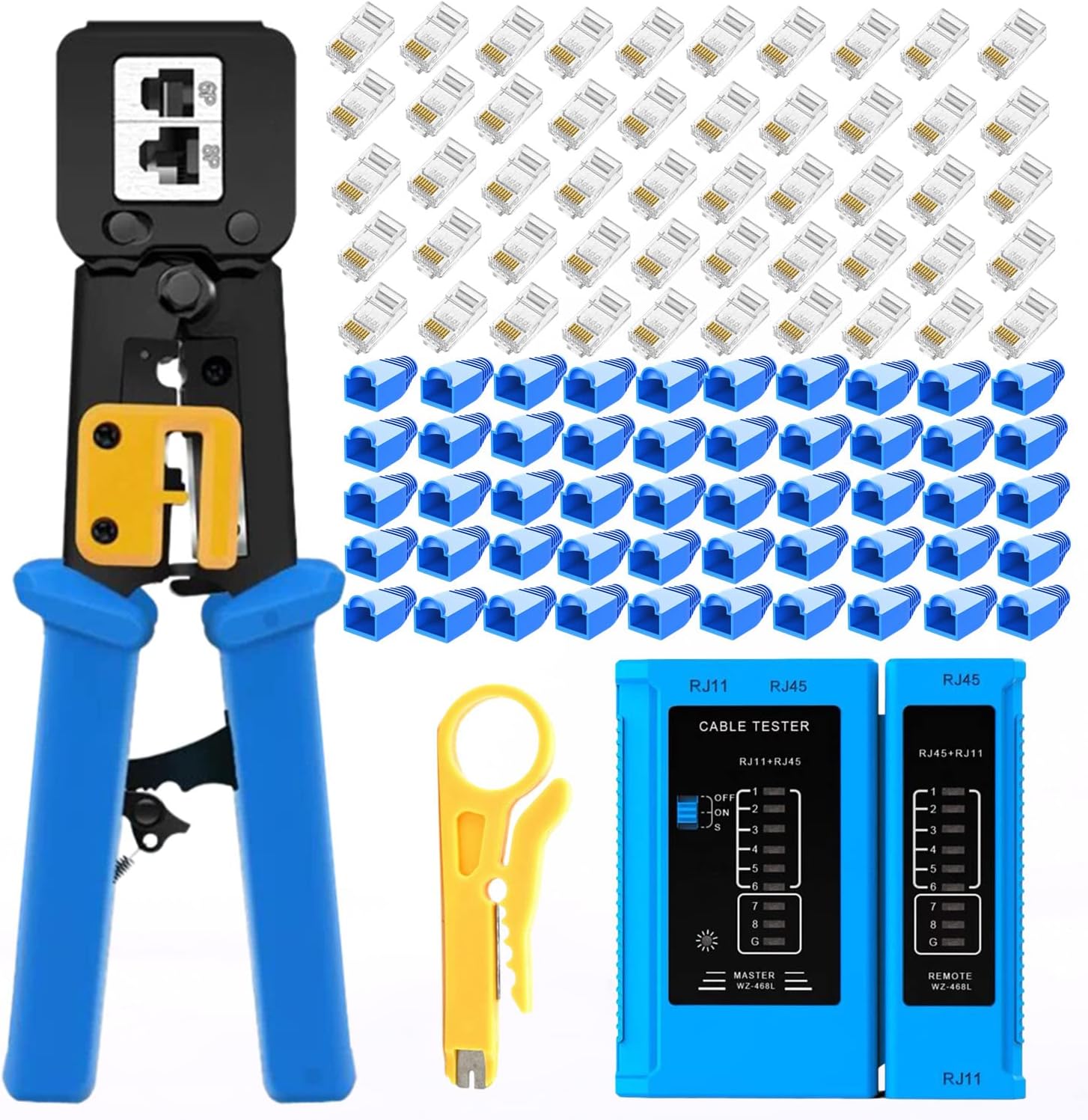 RJ45 Crimp Tool Kit, Ethernet Pass Through Crimper, Network Tool Kit ...