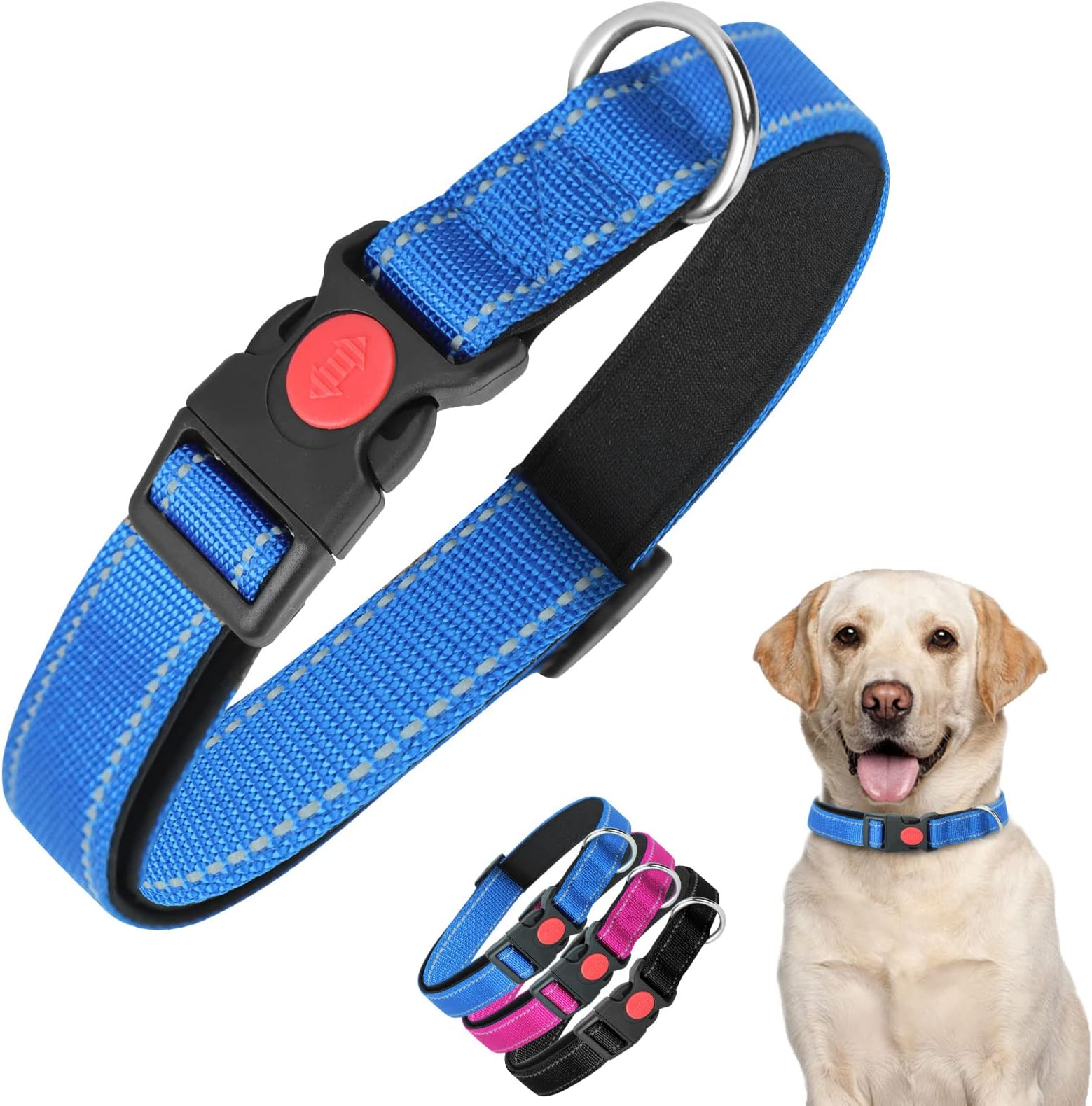 Amazon.com : LIEVUIKEN 2 Pack Reflective Dog Collar with Safety Locking ...