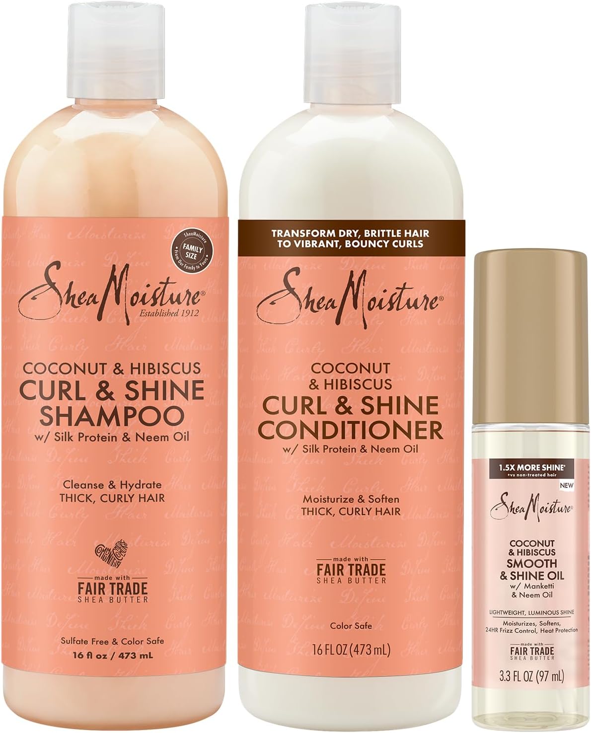 Amazon.com : Shea Moisture Shampoo & Conditioner Set + Smooth & Shine ...