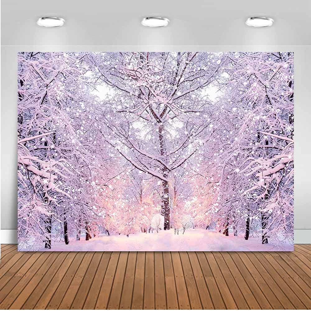 Amazon.com : Mocsicka Winter Backdrop Snowy Trees Snow White World ...