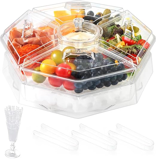 Amazon.com | Serving Tray with Lid,Rotating Cold Serving Tray with 5 ...