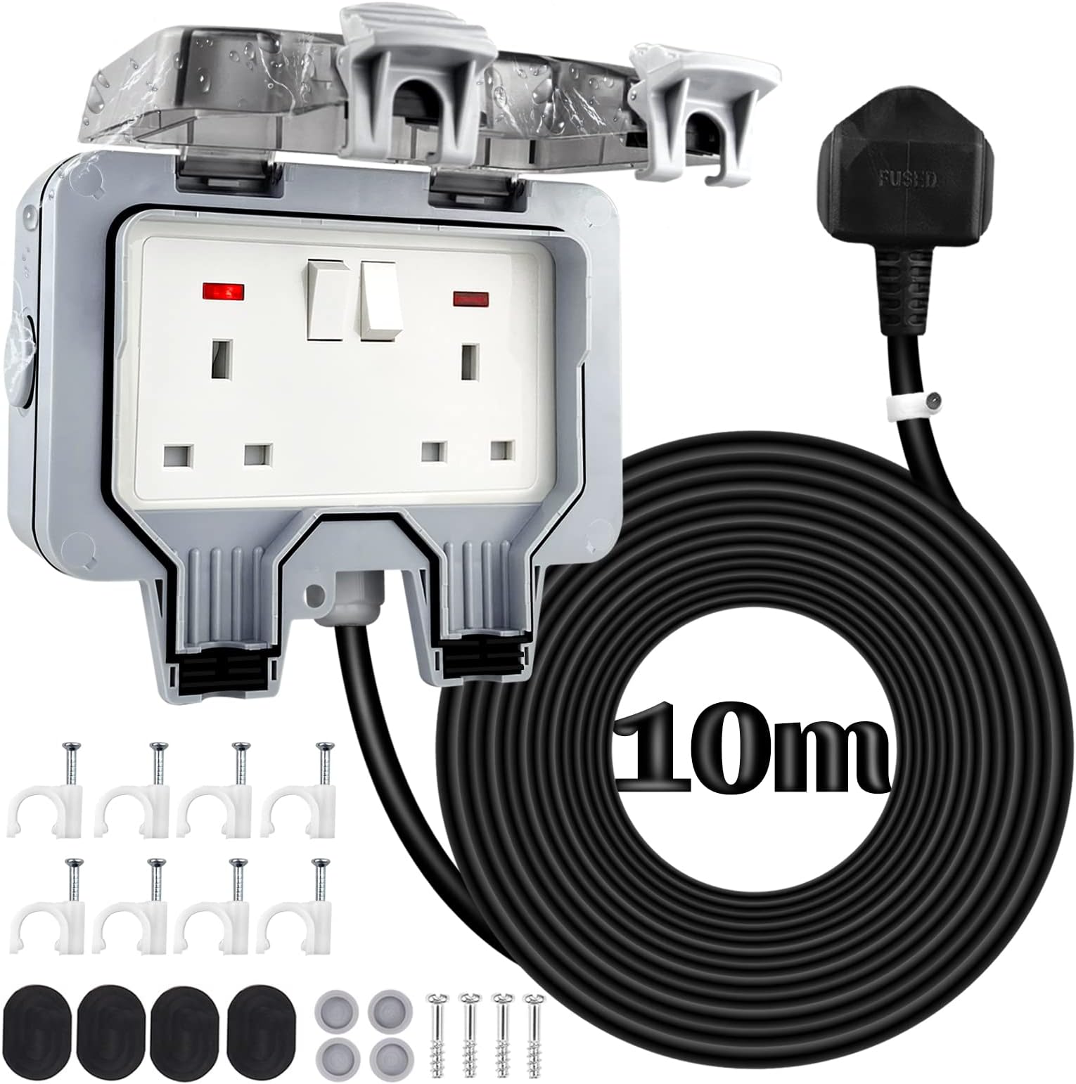 Outdoor Extension Lead Waterproof 10m, External Power Electrical Cable ...