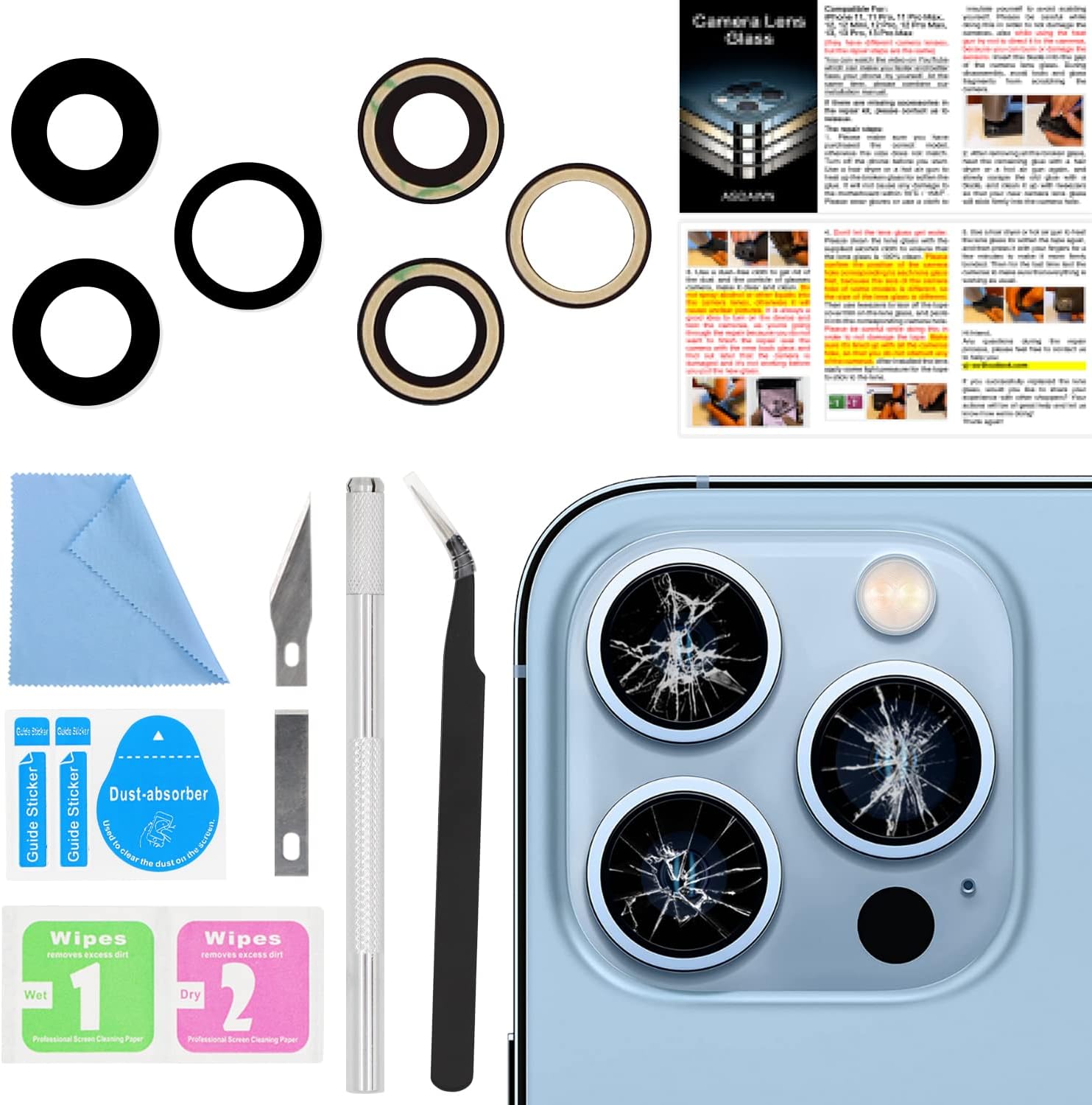 Amazon.com: ASDAWN Back Camera Lens Glass Replacement for iPhone 13 Pro ...