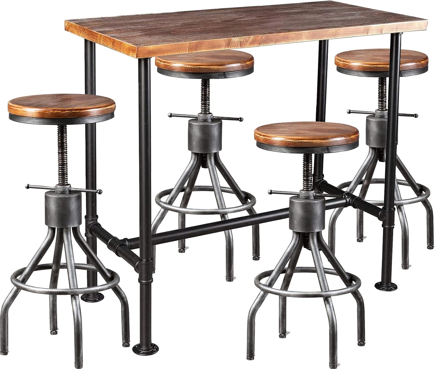 Amazon.com - BOKKOLIK 5 Pieces Industrial Bar Table Set Rustic ...