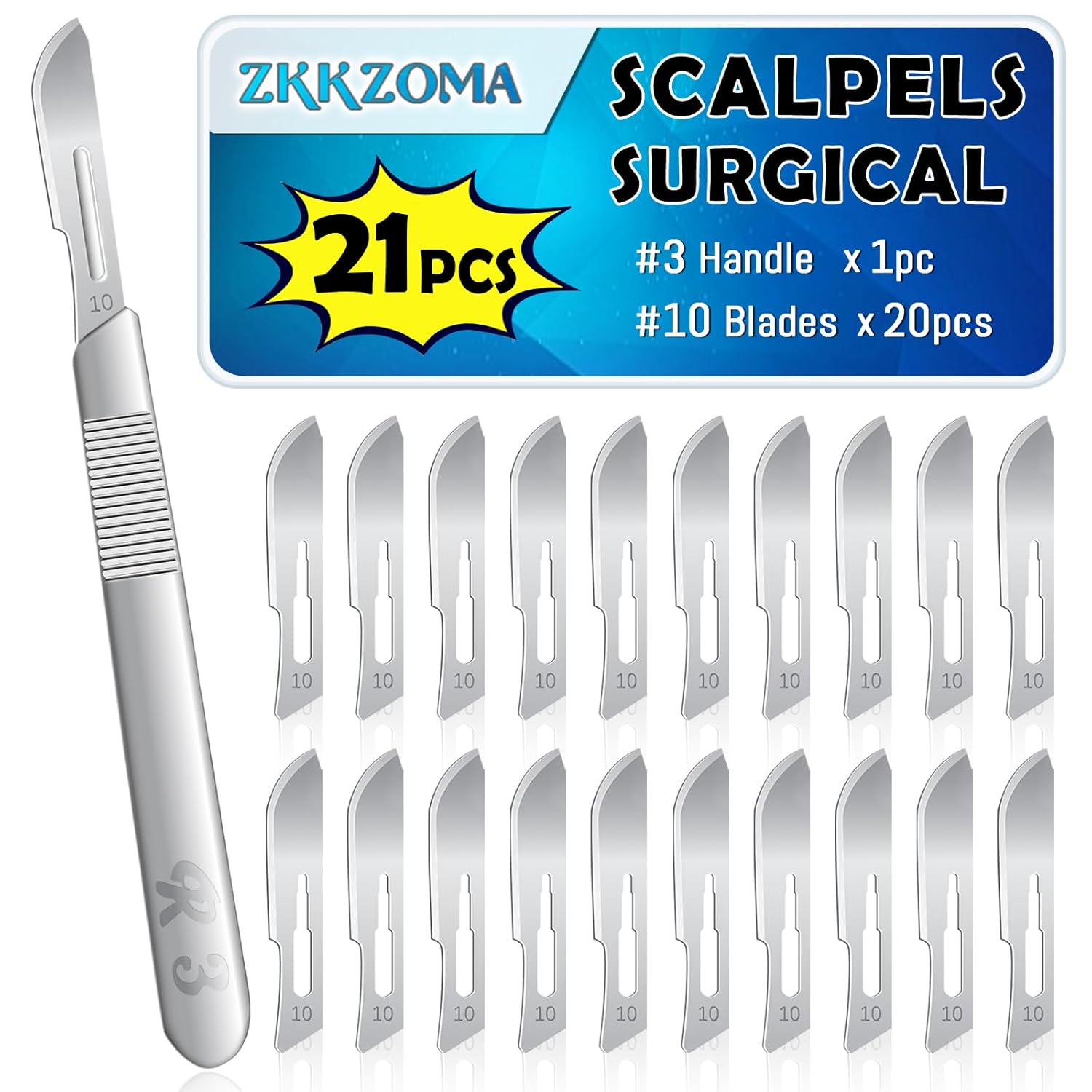 Amazon.com: ZKKZOMA 20 Pieces Scalpel Blades #10 Scalpels Surgical ...