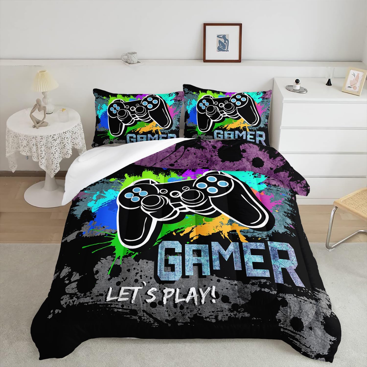 Amazon.com: Tuzaovy Gamer Bedding Set for Boys - Full Size Gaming ...