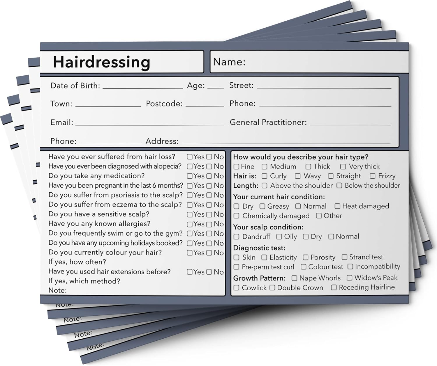 Hairdressing Client Cards GDPR A6 Size - Salon and Therapist Customer ...