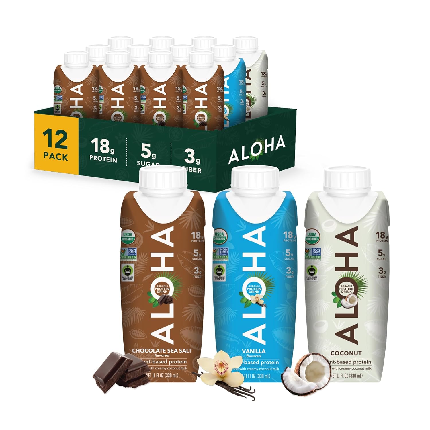 Amazon.com: ALOHA Organic Plant-Based Protein Drink – Variety Pack ...
