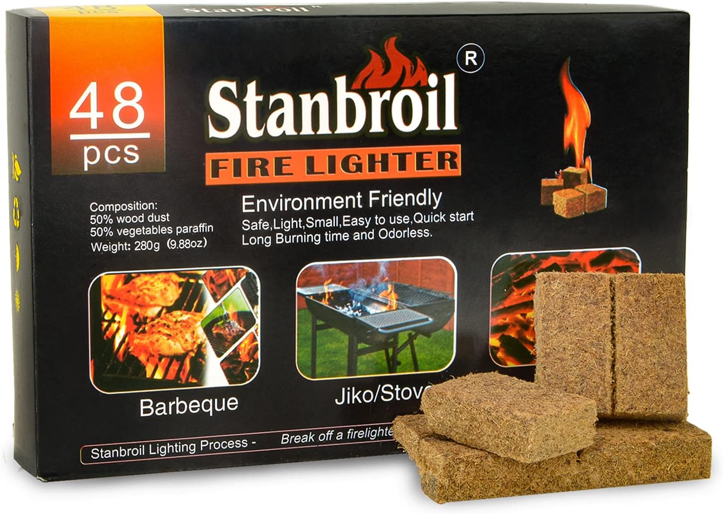 Amazon.com : Fire Starter Cubes - 288 Squares per Box, Wood Fibre and ...